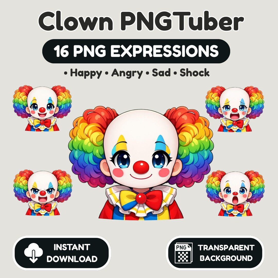 Clown Pngtuber Avatar | Reactive Pngtuber for Veadotube Mini | Vtuber ...