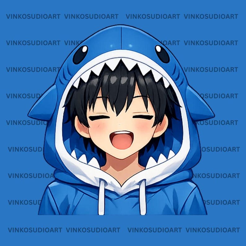 Shark Boy Anime Pngtuber Avatar | Male Vtuber Asset (veadotube Ready ...