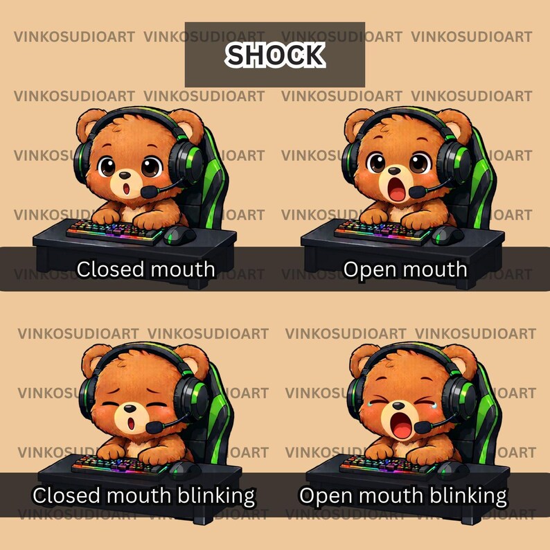 Cute Bear Pngtuber Avatar | Reactive Pngtuber for Veadotube Mini ...