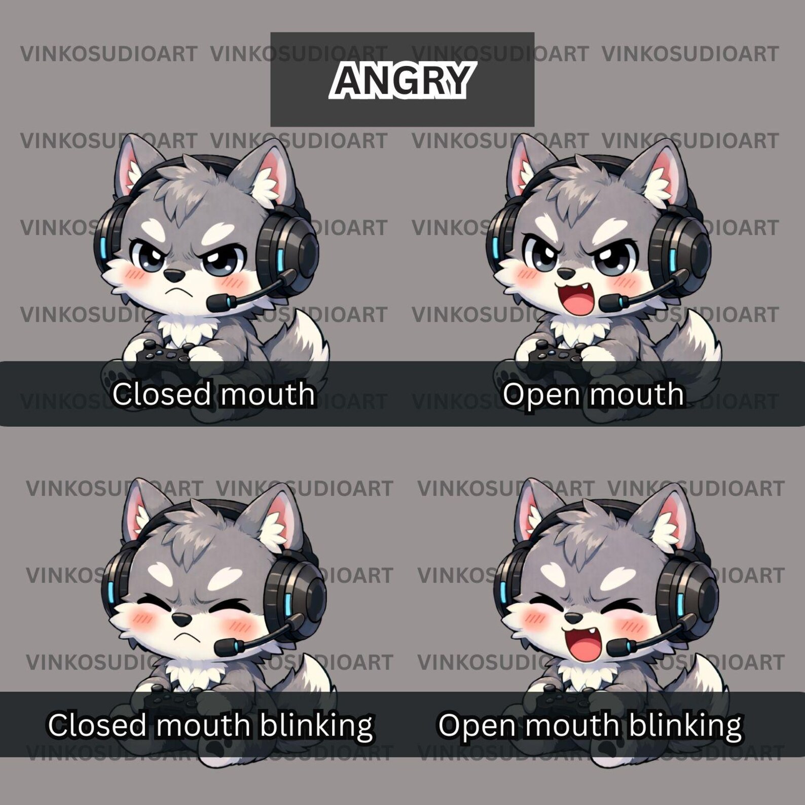 Wolf Pngtuber Avatar | Reactive Pngtuber for Veadotube Mini | Vtuber ...