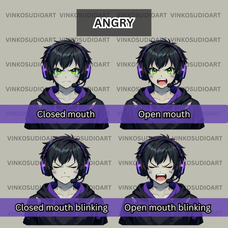 Zombie Pngtuber Avatar | Reactive Pngtuber for Veadotube Mini | Vtuber ...