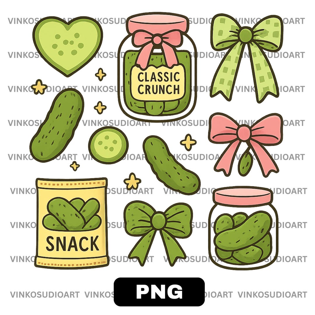 Coquette Pickle PNG | Cute Pickle With Bows | Funny Snack Sublimation ...