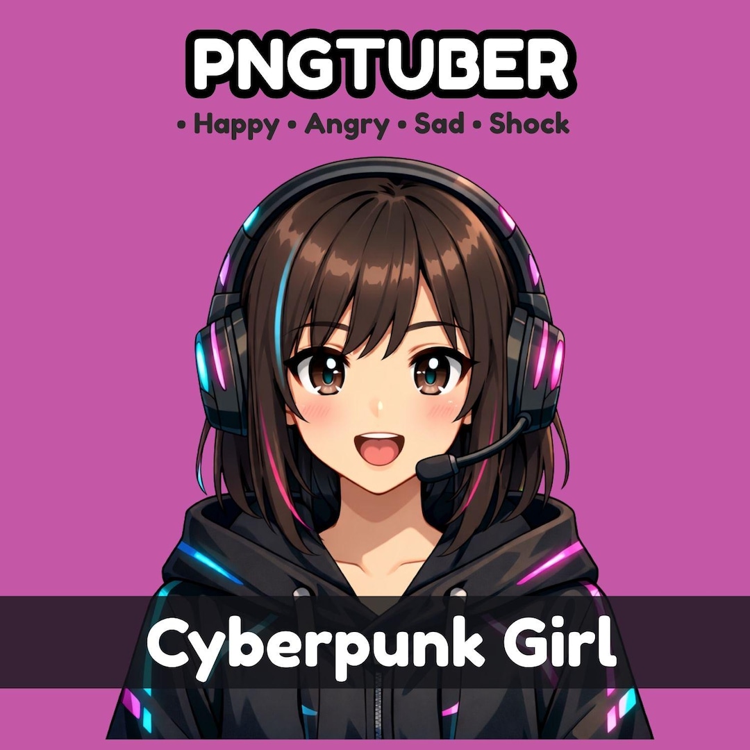 Cyberpunk Pngtuber Avatar | Reactive Pngtuber for Veadotube Mini ...