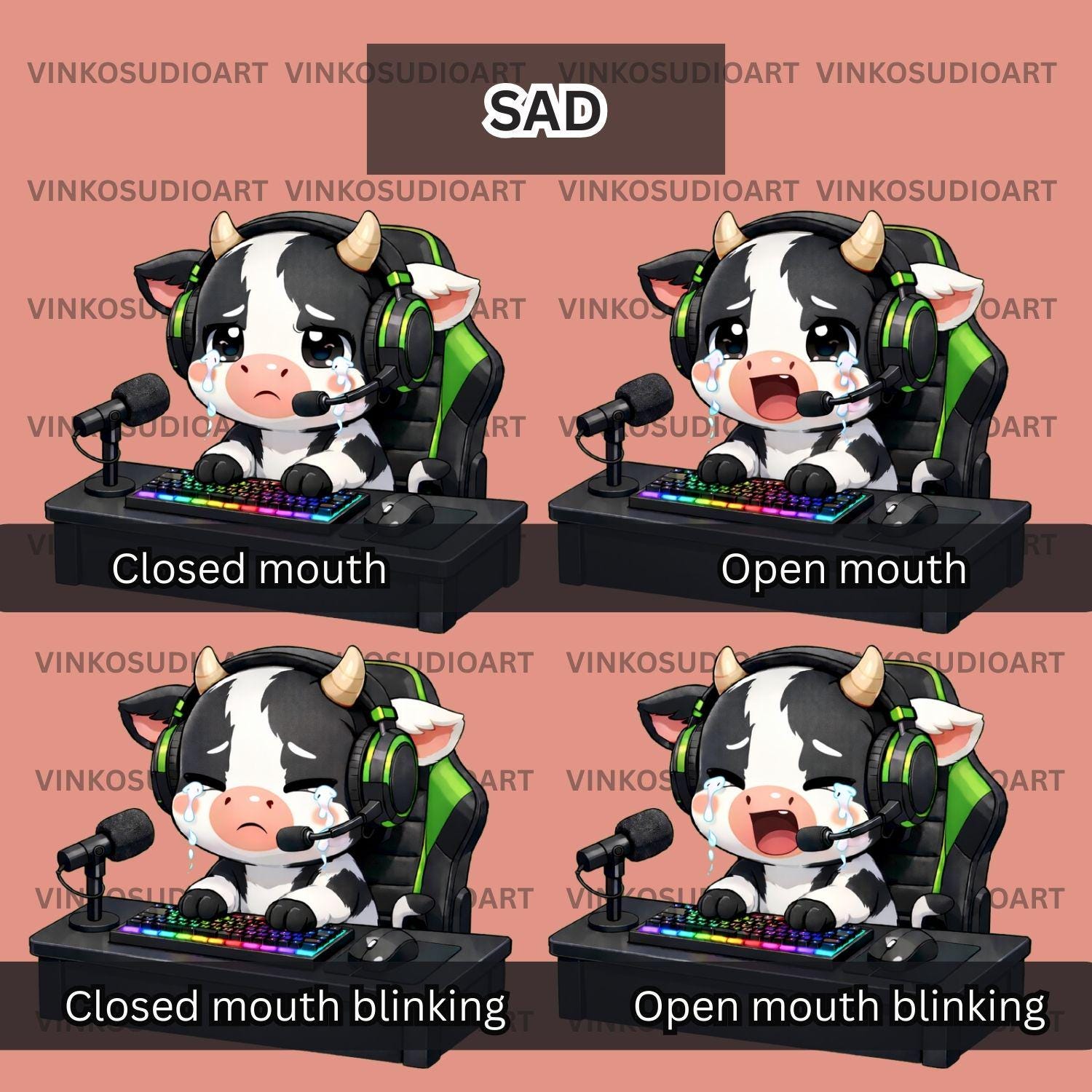 Cow Pngtuber Avatar | Reactive Pngtuber for Veadotube Mini | Vtuber PNG ...