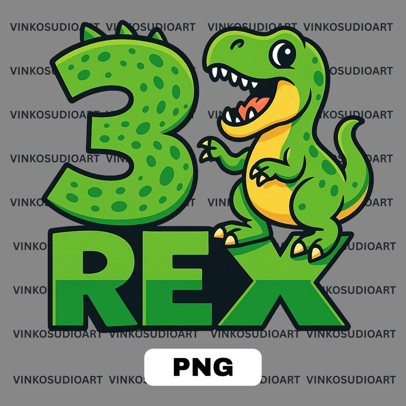 Three Rex PNG | 3rd Birthday Dinosaur Clipart (digital Download) - Etsy