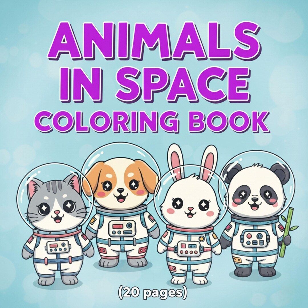 Space Animals Coloring Book | Kids' Astronaut Adventure (digital ...