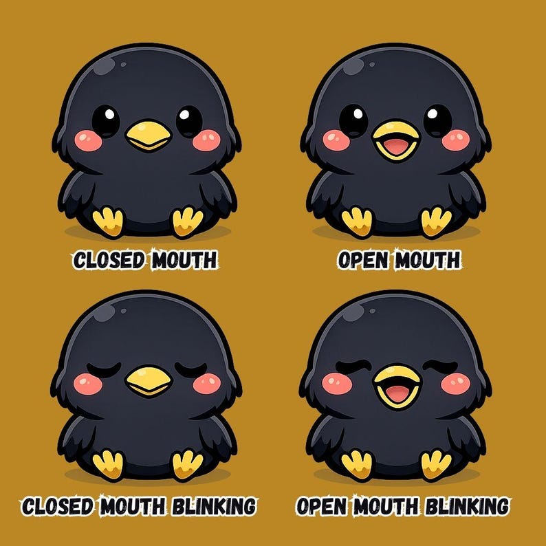 Chibi Crow Pngtuber | Premade Stream Pet Avatar (digital Download) - Etsy