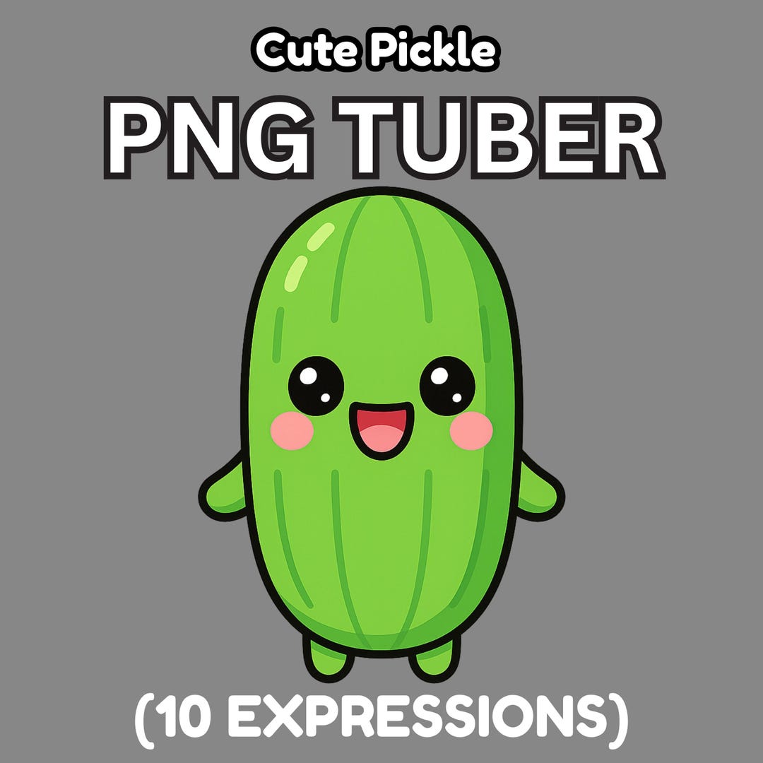 Cute Pickle Pngtuber Model | Kawaii Cucumber Vtuber | 10 Expressions ...