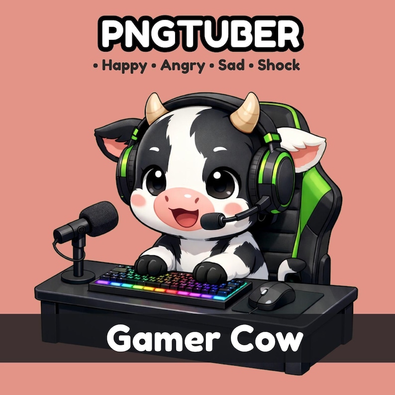 Cow Pngtuber Avatar | Reactive Pngtuber for Veadotube Mini | Vtuber PNG ...