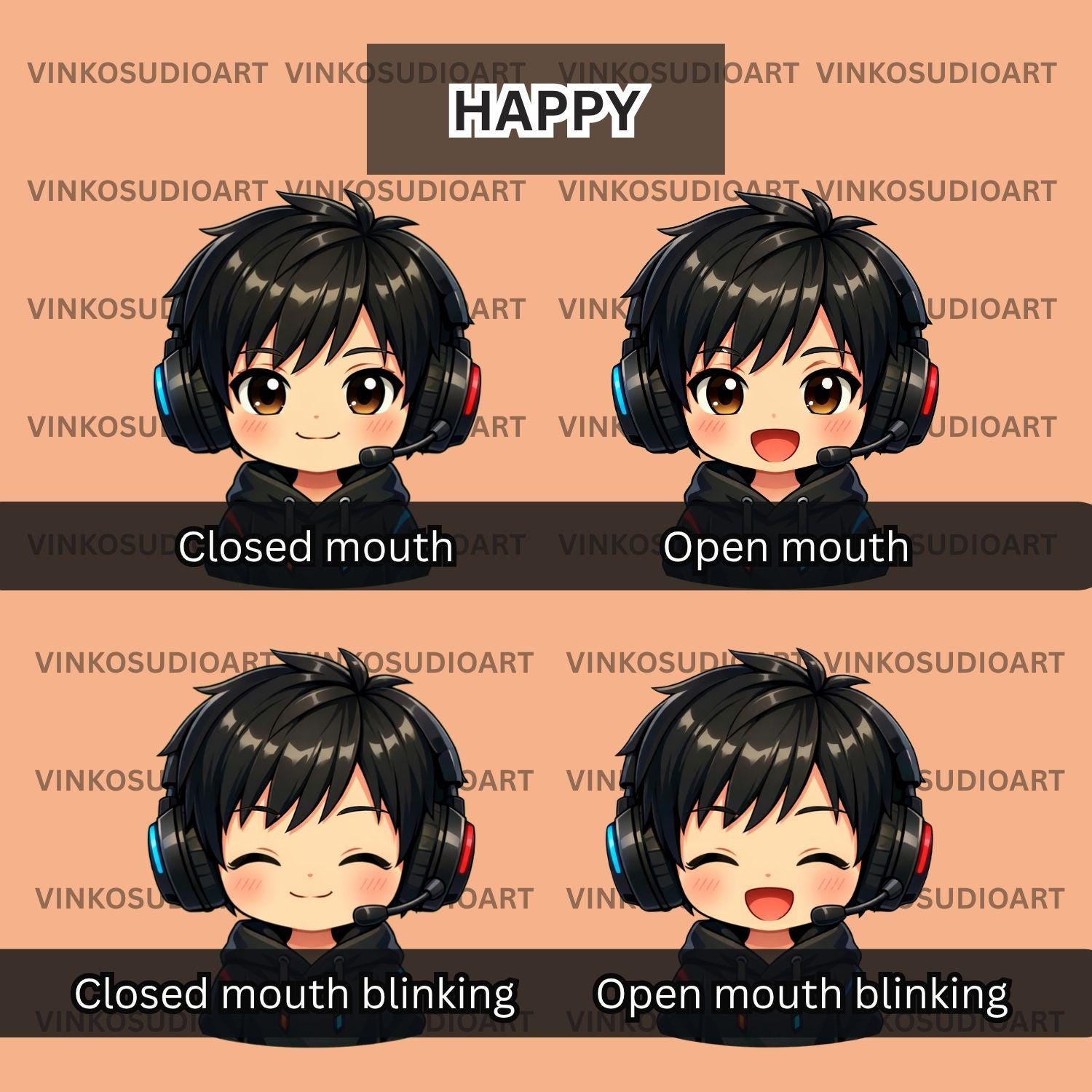 Chibi Pngtuber Avatar | Reactive Pngtuber for Veadotube | Vtuber PNG ...
