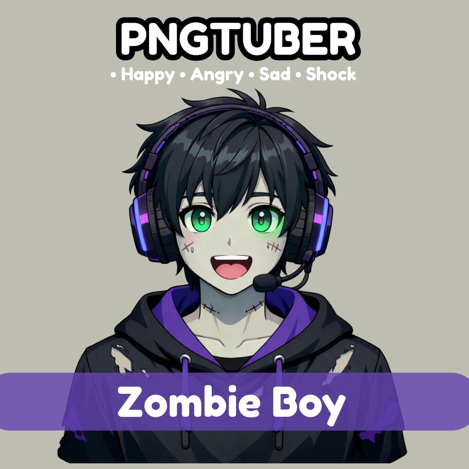 Zombie Pngtuber Avatar | Reactive Pngtuber for Veadotube Mini | Vtuber ...