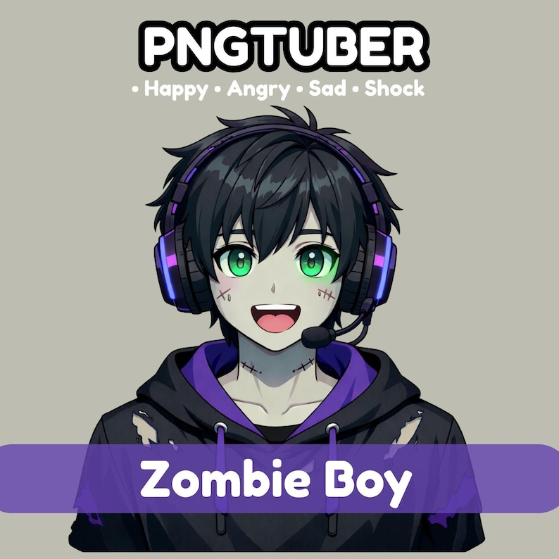 Zombie Pngtuber Avatar | Reactive Pngtuber for Veadotube Mini | Vtuber ...