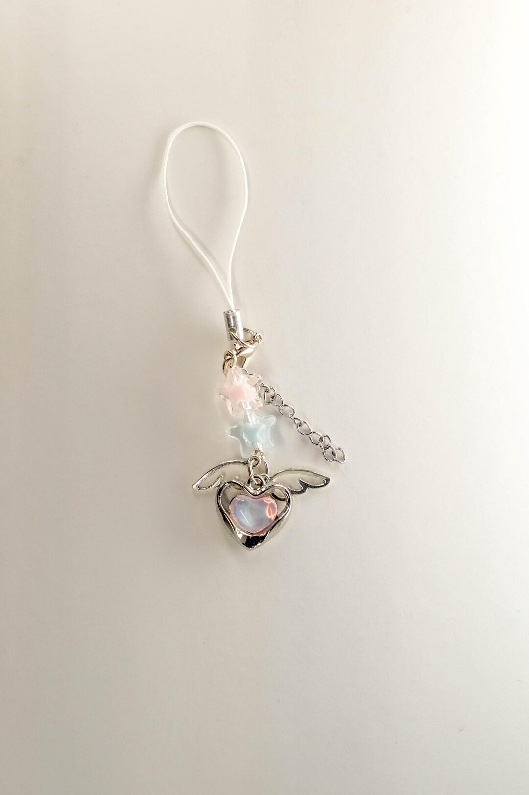 Kawaii Angel Heart Charm – Pastel Star Keychain, Phone Charm - Etsy