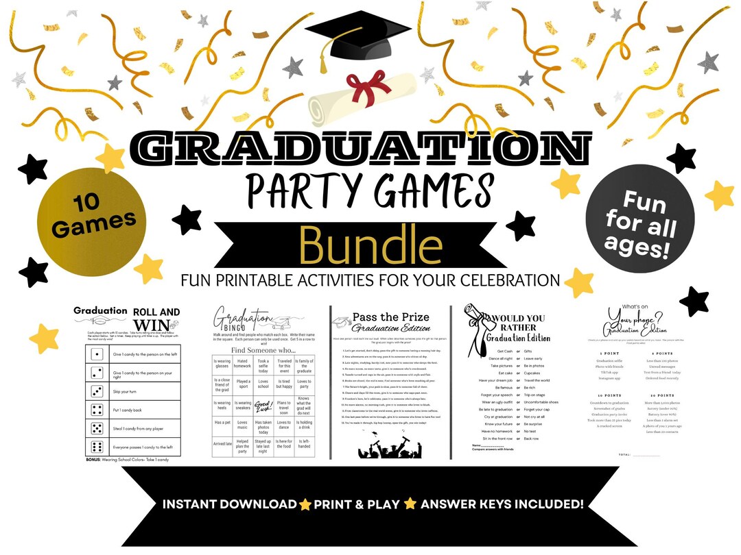 Graduation Party Games Bundle, Printable Graduation Games, Class of ...