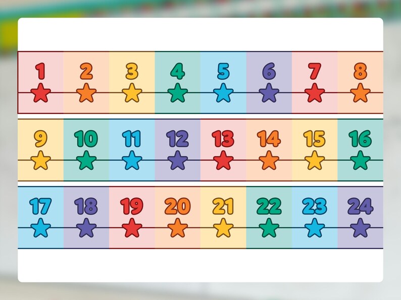 Pastel Star Number Line A4, Learn Numbers 1-100, Teaching Numbers ...