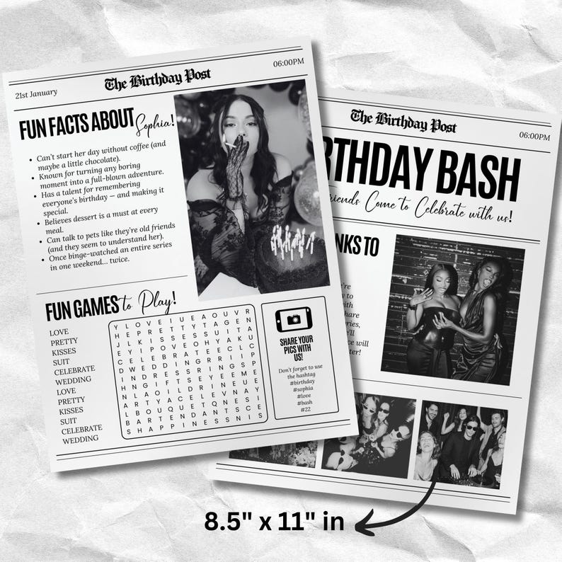 Canva Birthday Party Invite Newspaper Template, Editable Newspaper ...