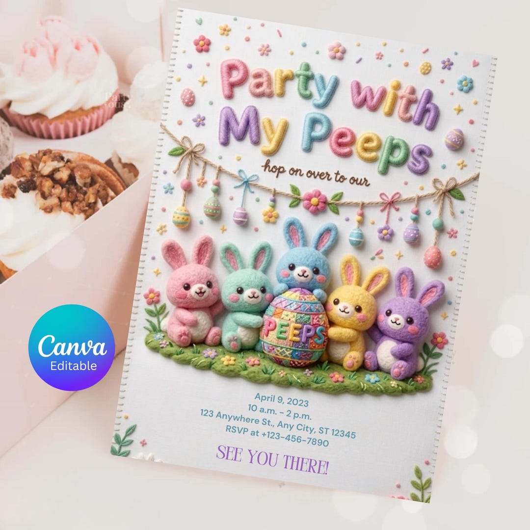 Easter Egg Hunt Invitation, Party With My Peeps, Easter Bunny Invite ...