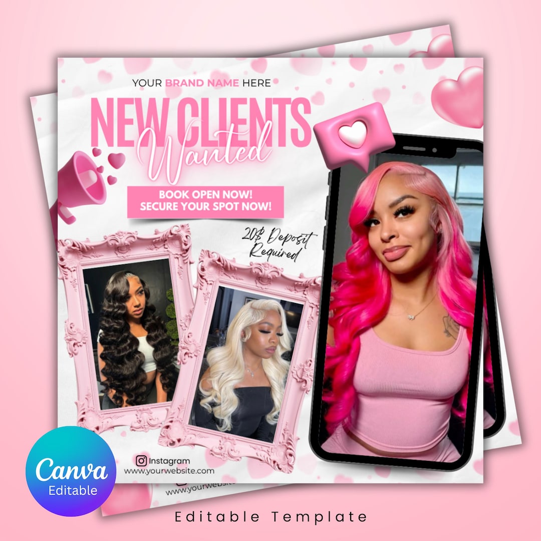 New Clients Flyer, New Clients Welcome, Canva Template, DIY Flyer, Hair ...