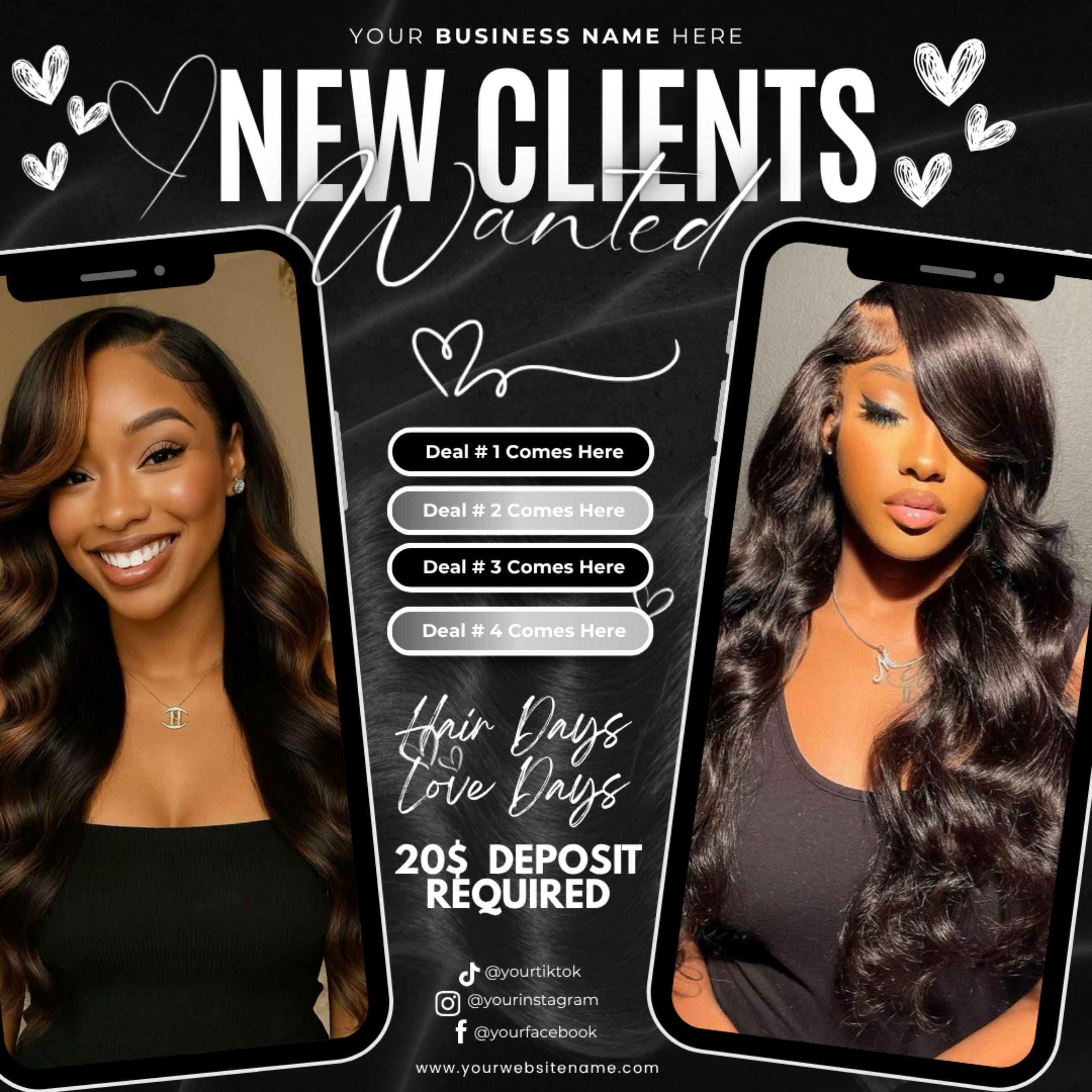 New Clients Flyer, New Clients Welcome, Canva Template, DIY Flyer, Hair ...
