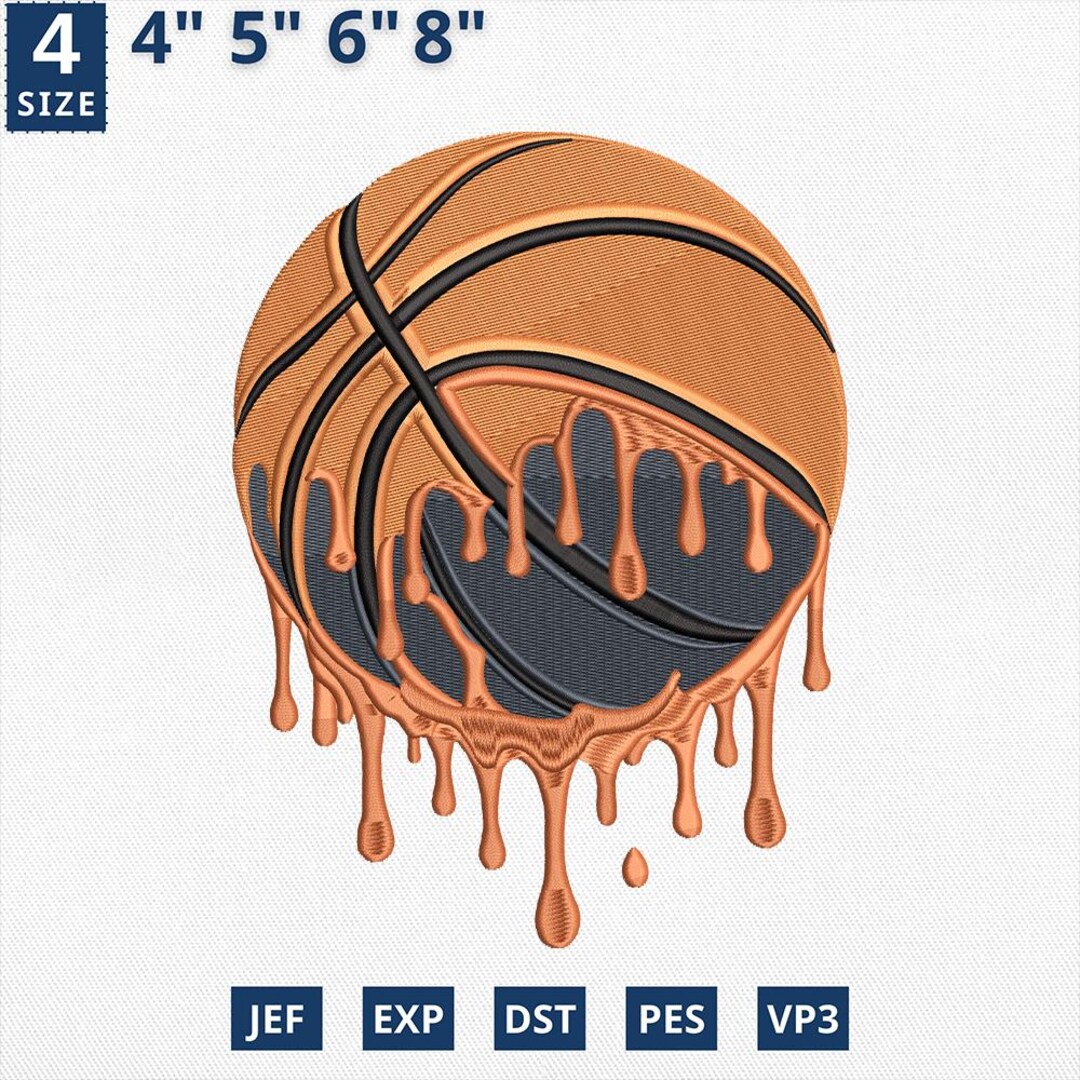 Basketball Ice Cream Drip Embroidery Design, Basketball Season ...