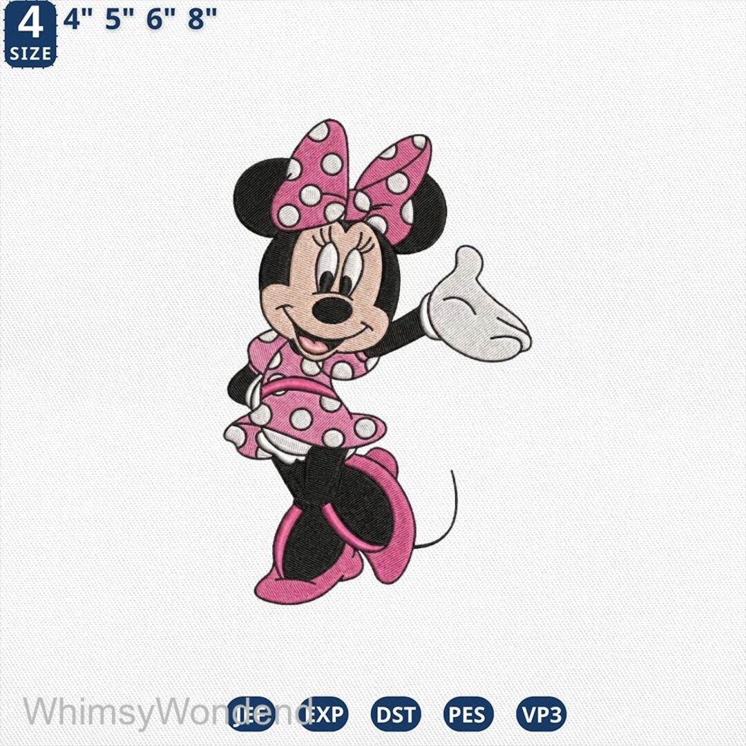 Pink Girly Mouse Embroidery Design, Princess Coquette Mouse Embroidery ...