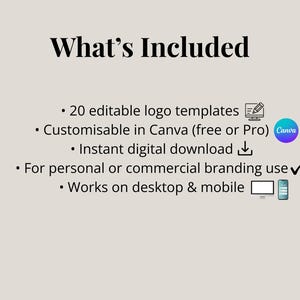 20 Editable Canva Logo Templates | Minimal Branding Kit | Premade Logos ...