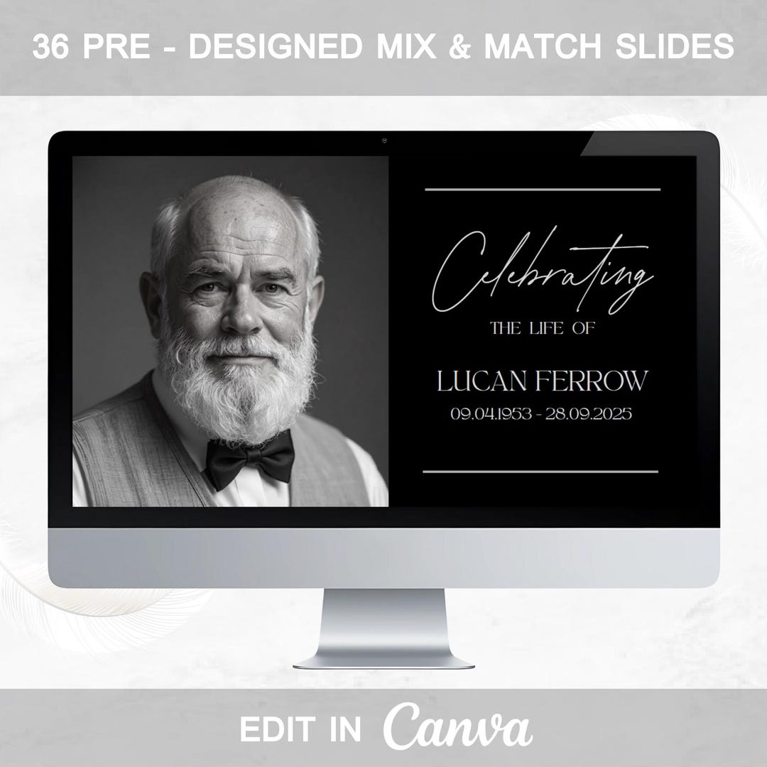 Minimalist Funeral Slideshow Canva Template: Memorial Tribute (digital ...