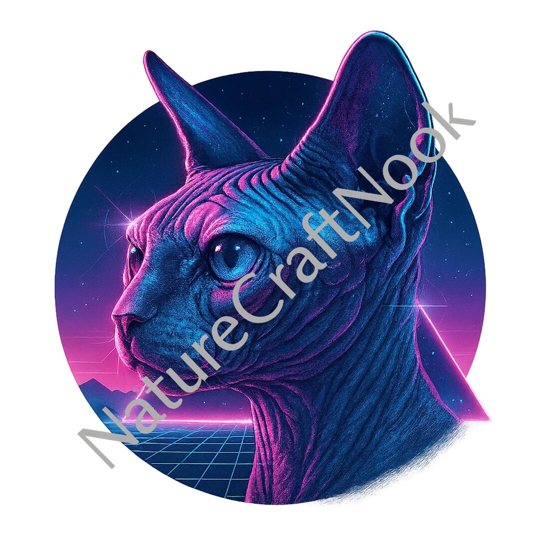 Synthwave Cats Clipart Bundle - 50 Transparent and Solid Clipart PNG ...