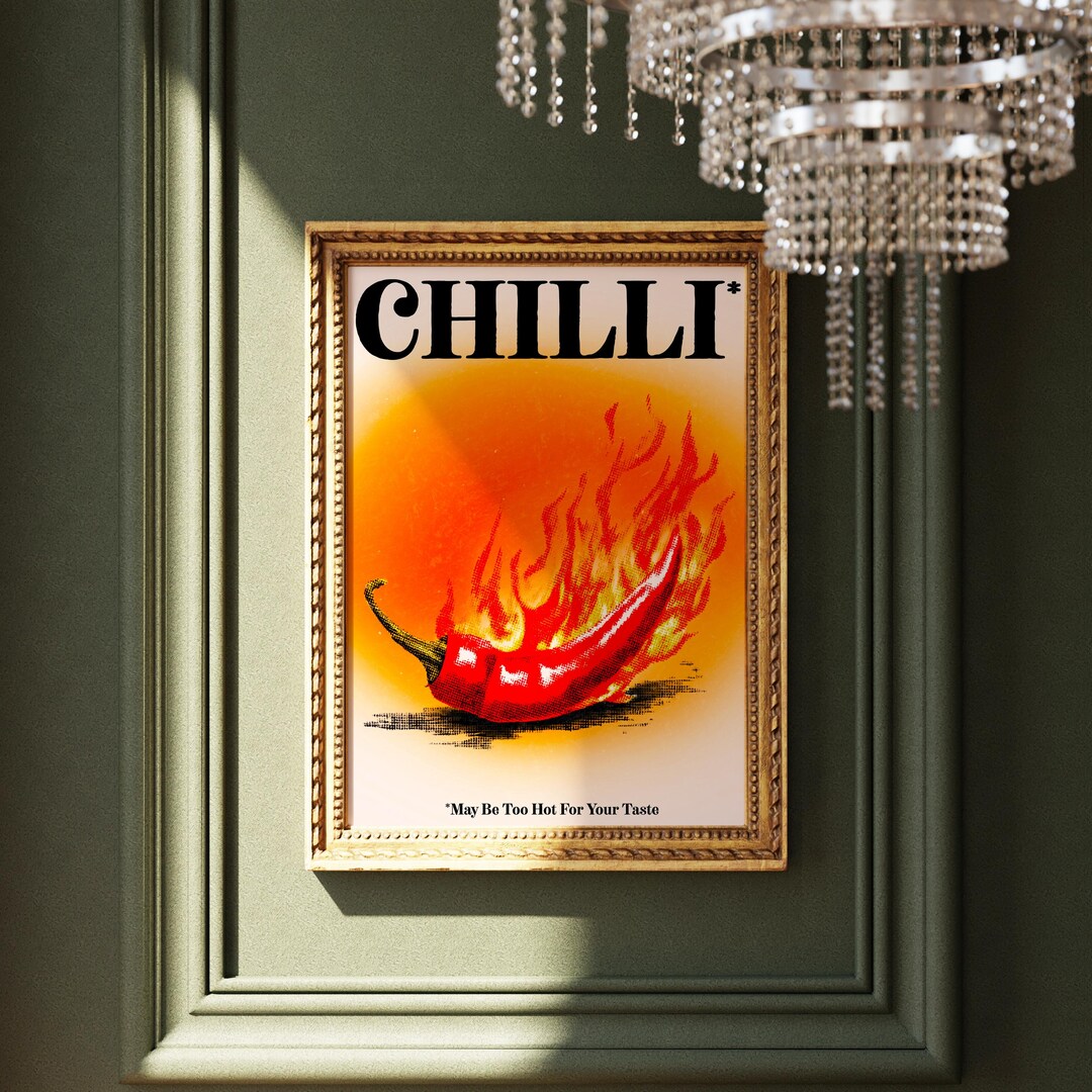 Vintage Chilli Pepper Kitchen Print: Retro Spicy Food Poster - Etsy