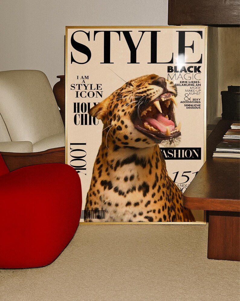 Leopard Print Art Poster Set: Vogue Style, Fashion Wall Decor (digital ...
