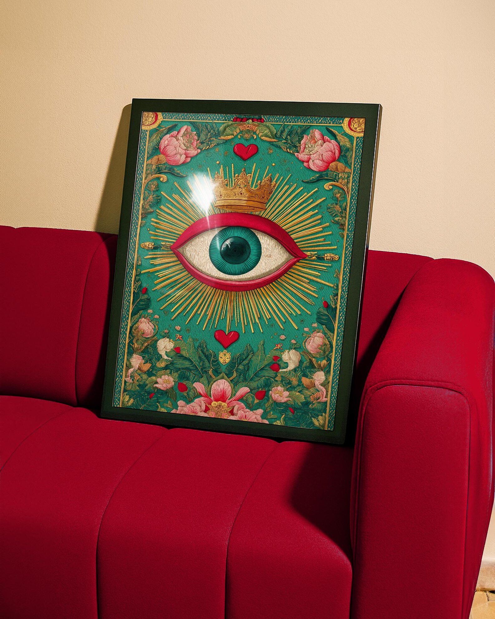 Mystical Eye Print: Sacred Heart Wall Decor, Magical Maximalist Poster ...
