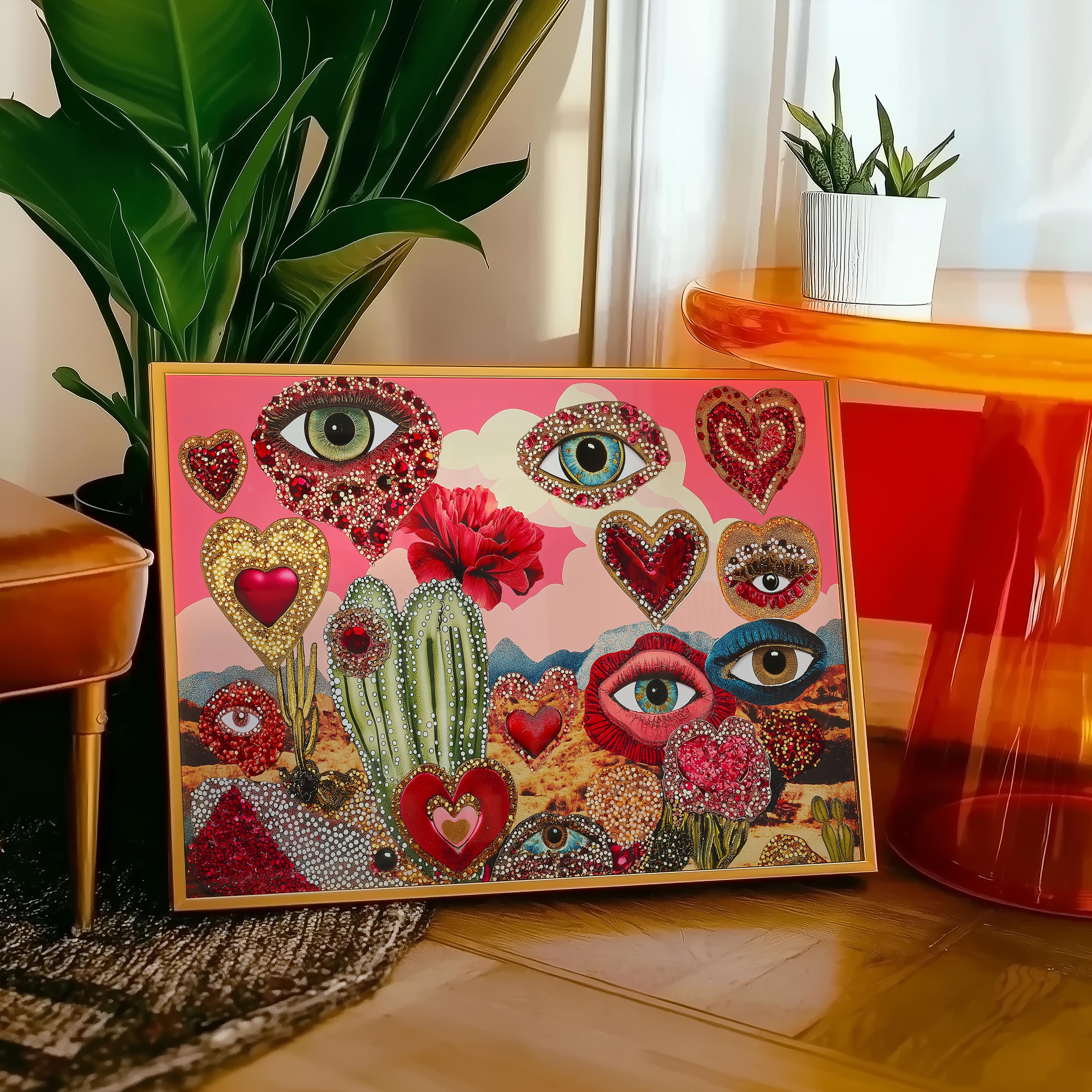 Cactus Eye Surrealist Art: Maximalist Desert Pop Poster (digital ...