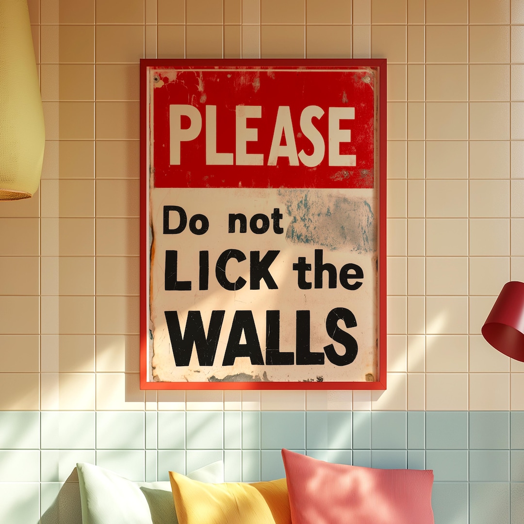 Funny 'do Not Lick Walls' Print: Retro Kitchen Humor (digital Download ...
