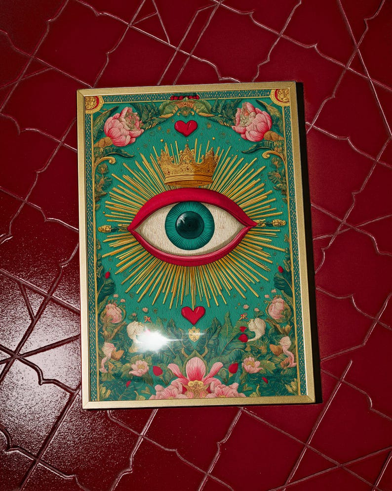 Mystical Eye Print: Sacred Heart Wall Decor, Magical Maximalist Poster ...
