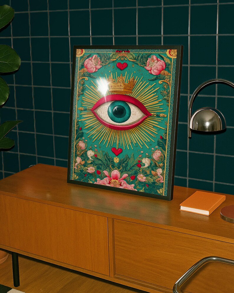Mystical Eye Print: Sacred Heart Wall Decor, Magical Maximalist Poster ...