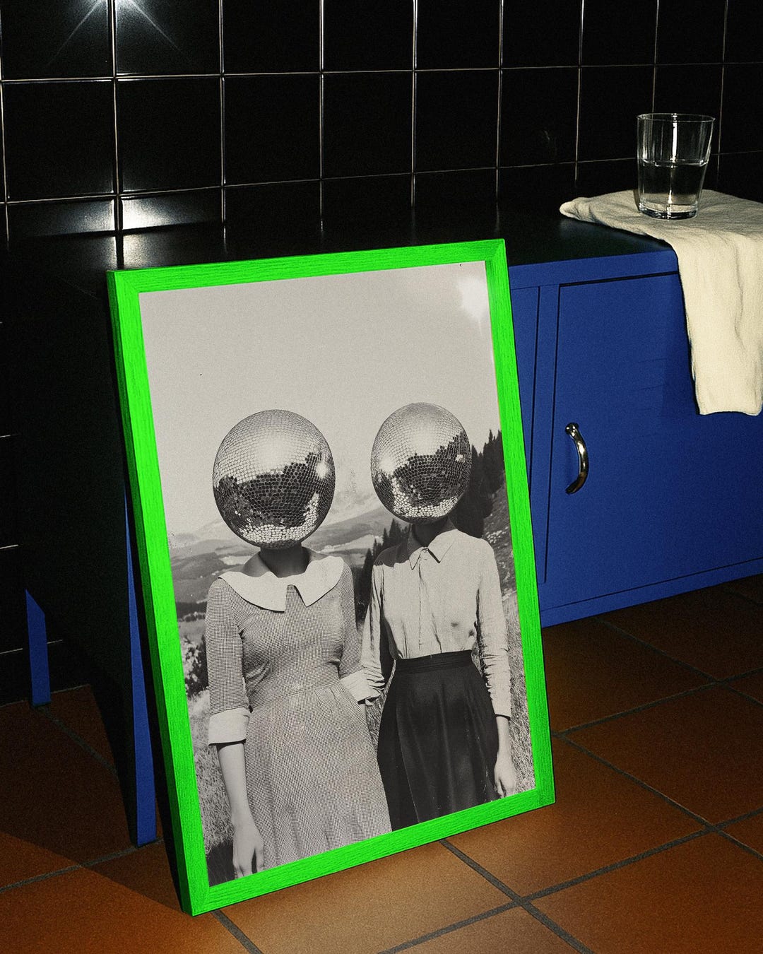 Funky Retro Poster, Disco Ball Poster, Vintage Woman Print, Trippy ...