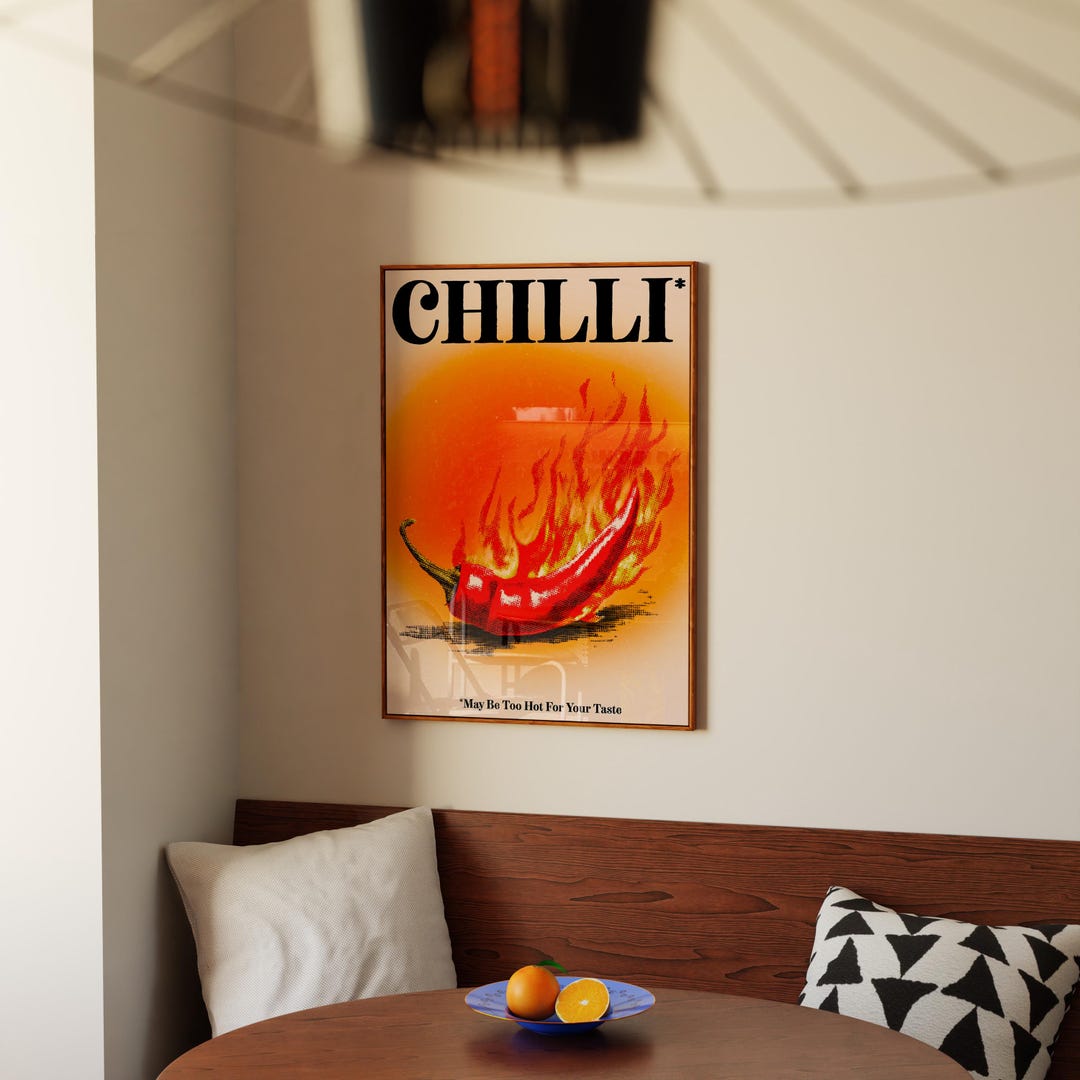 Retro Chilli Pepper Print: Spicy Kitchen Pop Art (digital Download) - Etsy