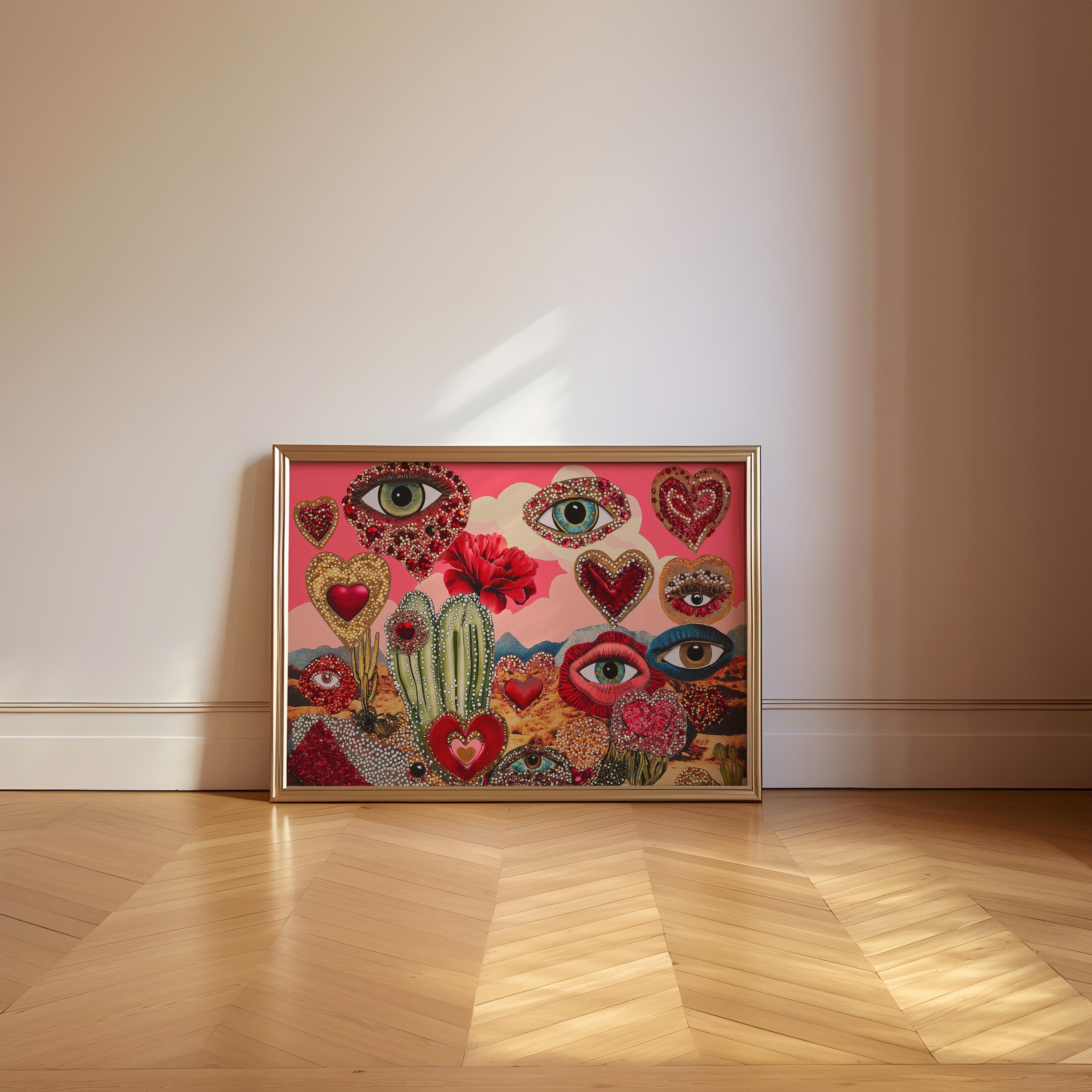 Cactus Eye Surrealist Art: Maximalist Desert Pop Poster (digital ...