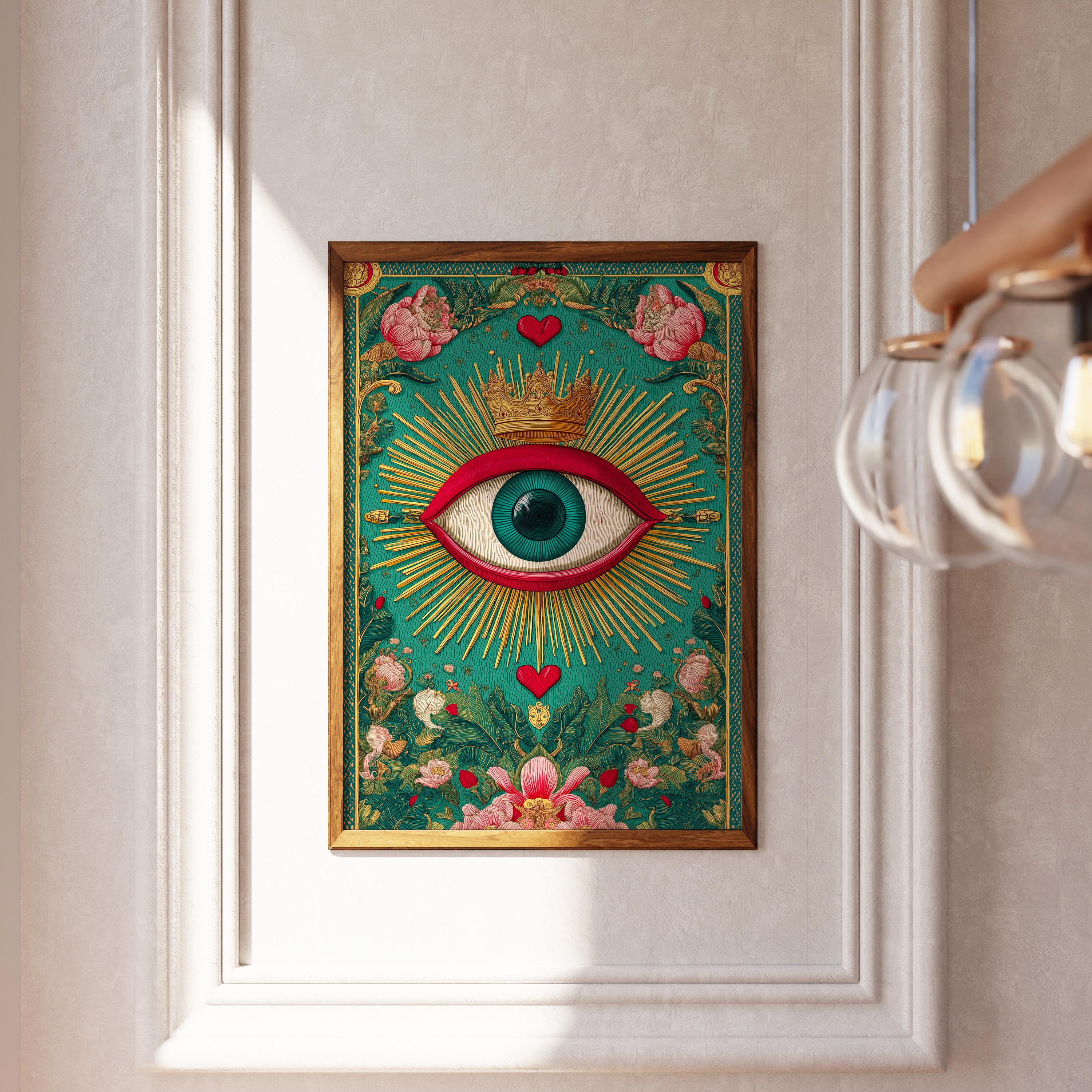 Mystical Eye Print: Sacred Heart Wall Decor, Magical Maximalist Poster ...