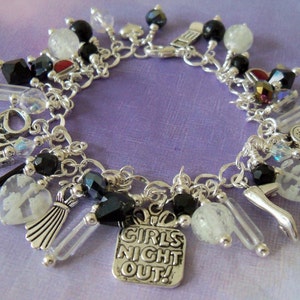 Girls Night Out Charm Bracelet, Glow in the Dark, Black and White - Etsy