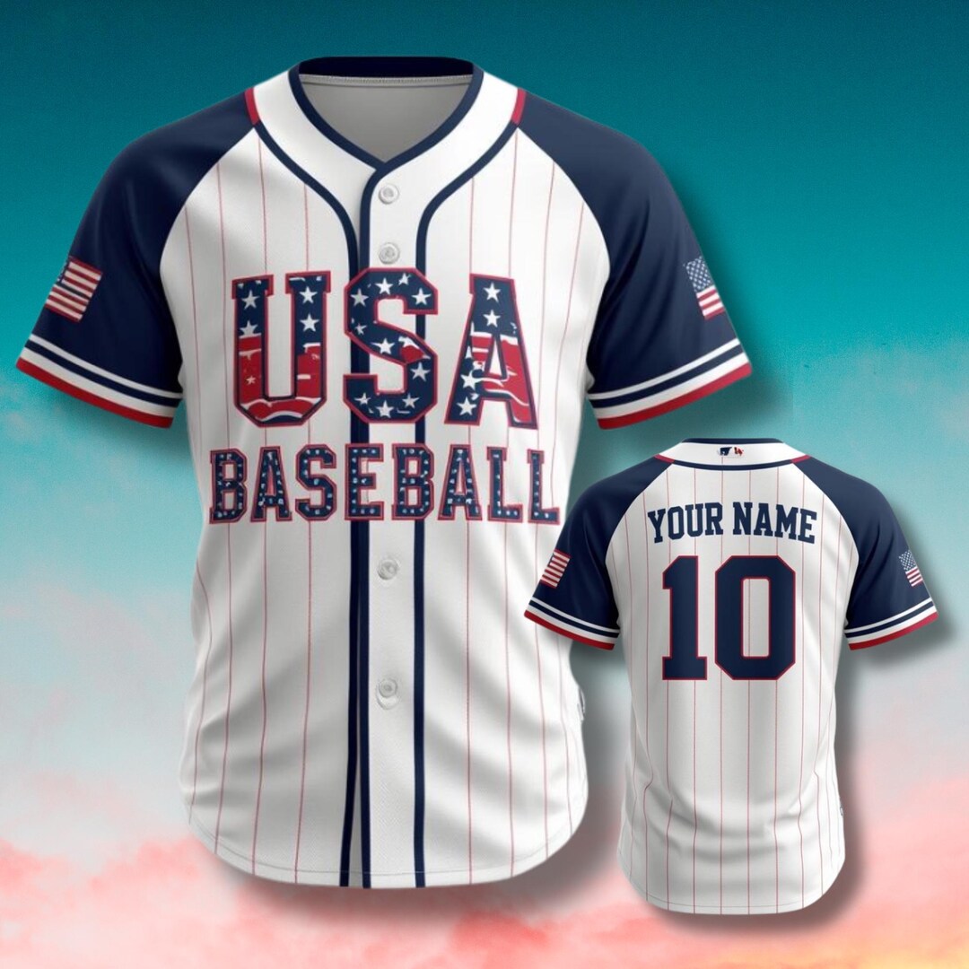 Custom USA Baseball Jersey With Name and Number, American Flag Eagle 3D ...