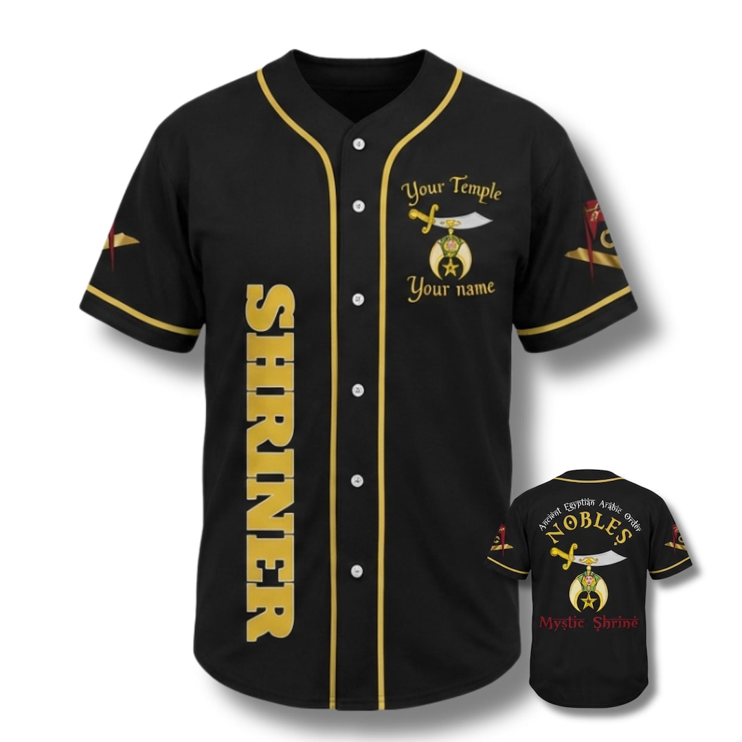Custom Shriner Baseball Jersey – Black & Gold Masonic Gift - Etsy