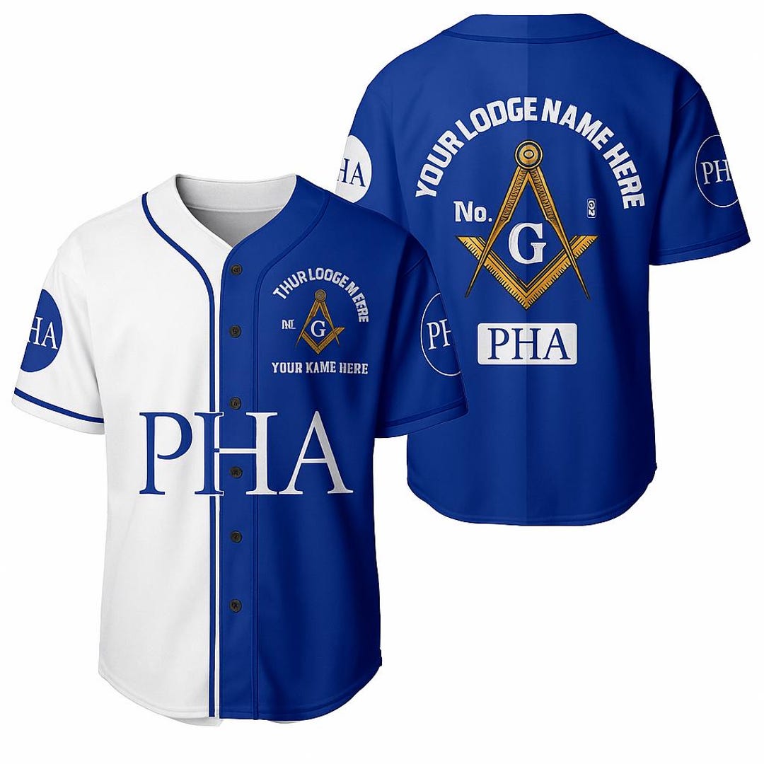 Custom PHA Masonic Baseball Jersey – Personalized Freemason Lodge Name ...