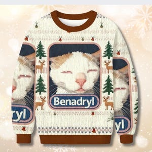 Benadryl Cat Christmas Sweater - Etsy