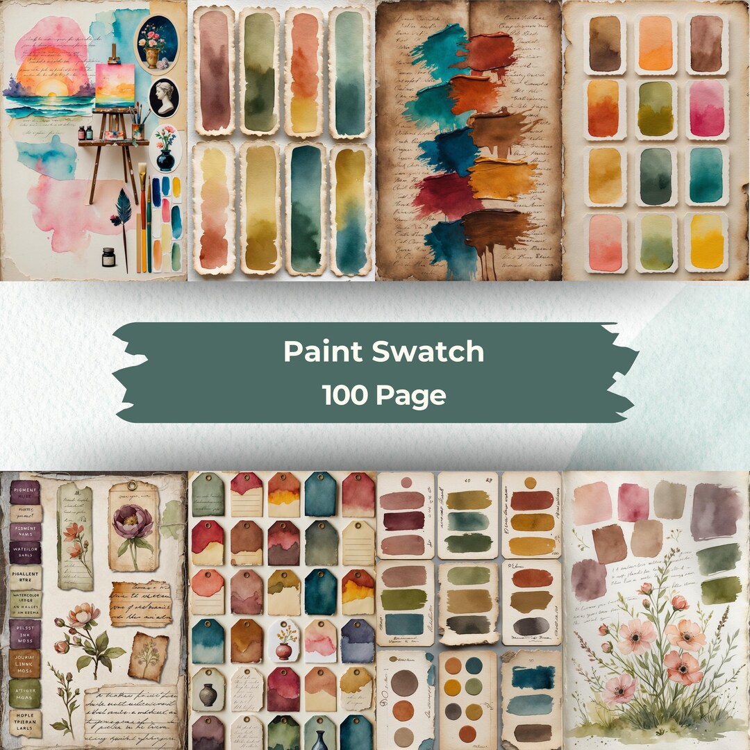 Paint Swatchbook Junk Journal Pages, Vintage Artist Ephemera Kit ...