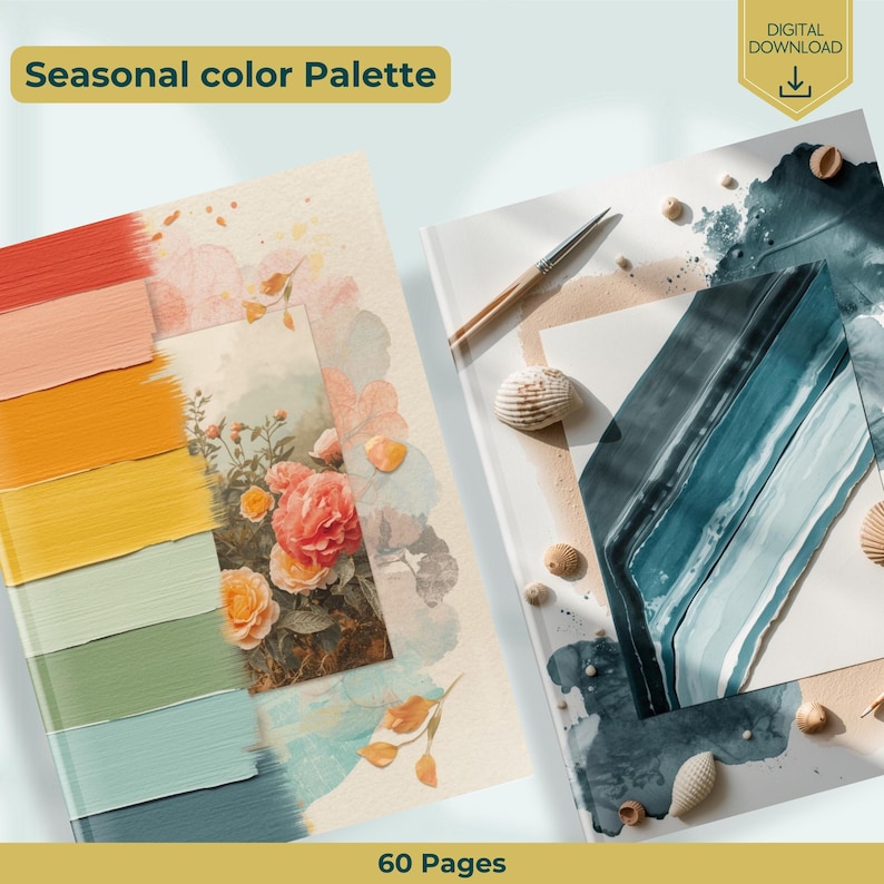 Printable Seasonal Color Palette Scrapbook, Paint Swatchbook Junk ...
