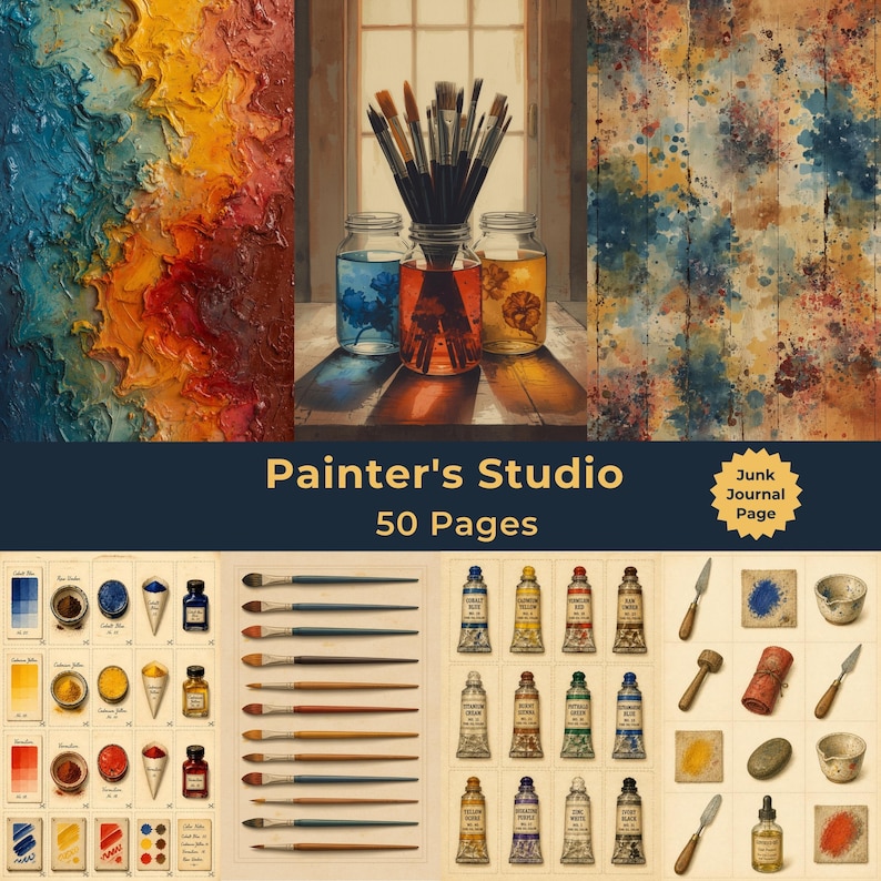 Vintage Painter Swatchbook Junk Journal Kit, Artist Ephemera, Color ...