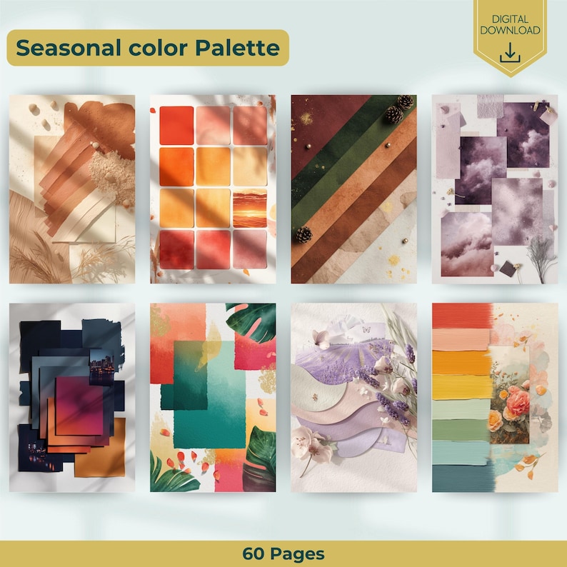 Color Palette Junk Journal Kit: Printable Swatches Ephemera, Vintage ...