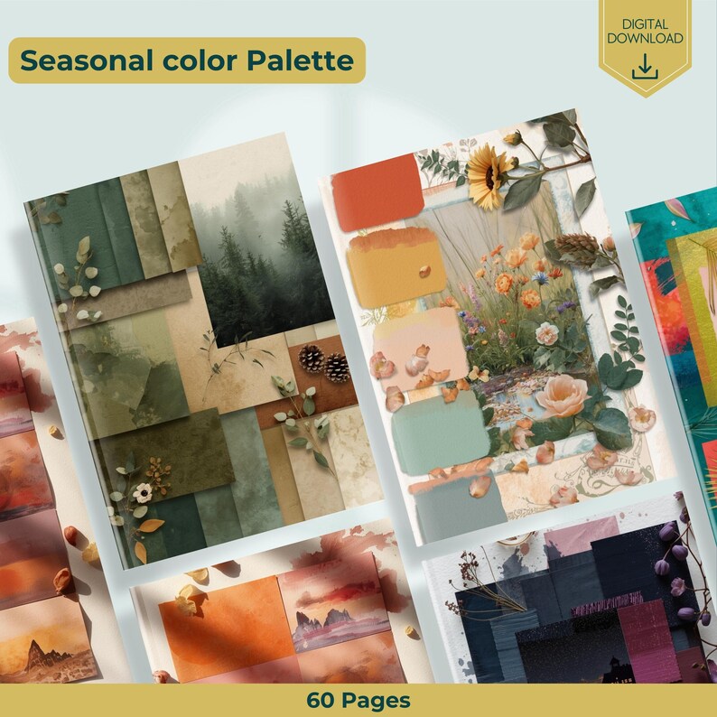 Color Palette Junk Journal Kit: Printable Swatches Ephemera, Vintage ...