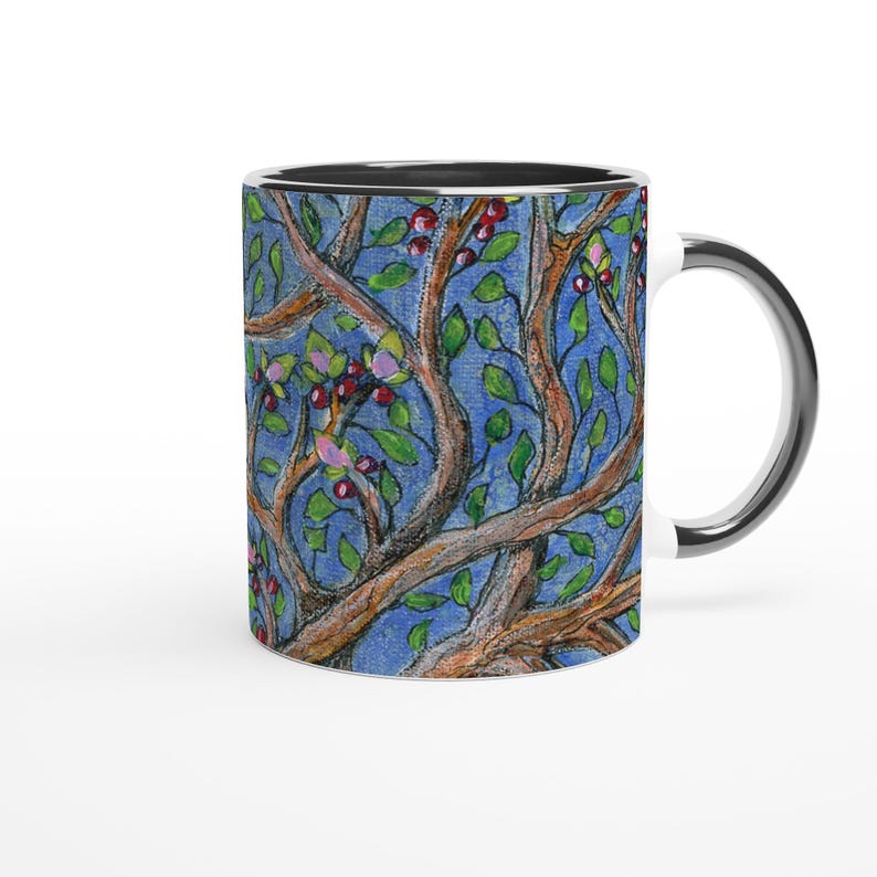 Personalized Full Moon Mug - Tree of Life Art - Unique Botanical Design ...